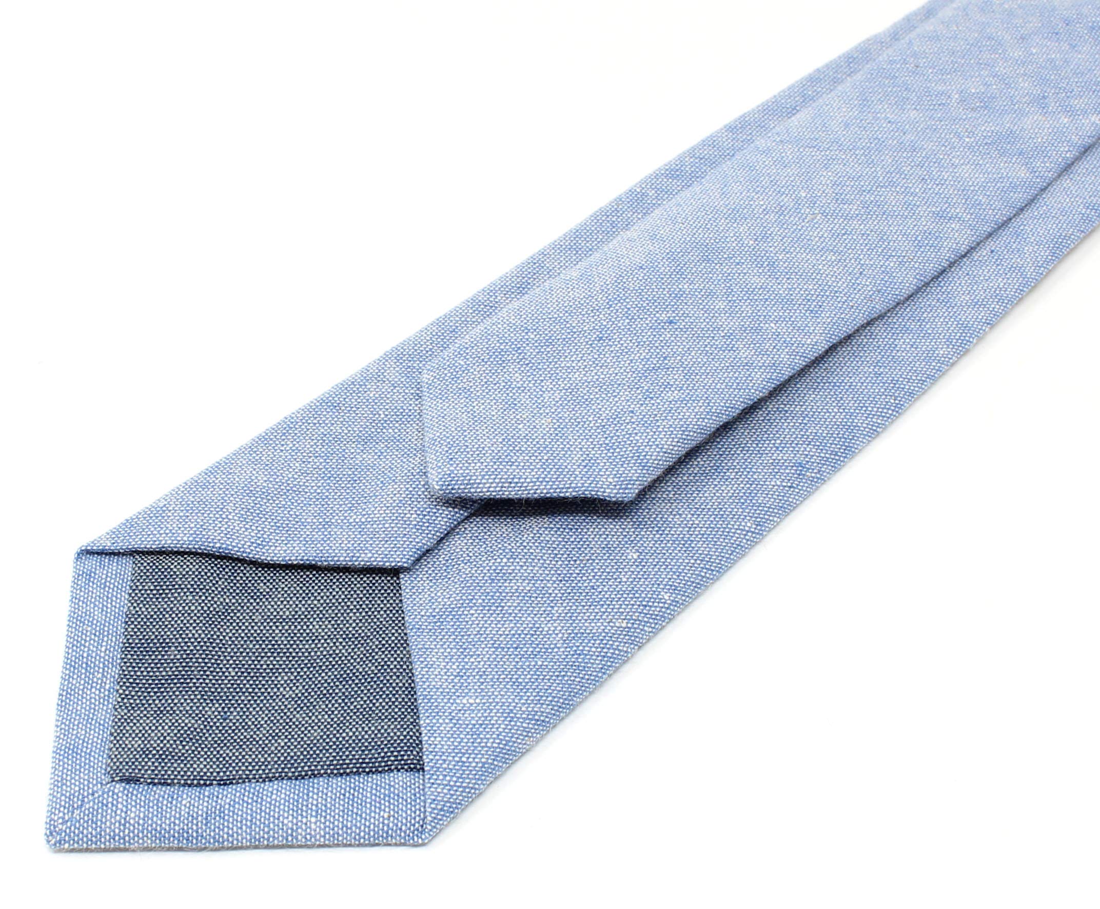 Proper Materials Men's Chambray Cotton Skinny Necktie Tie - Light Blue