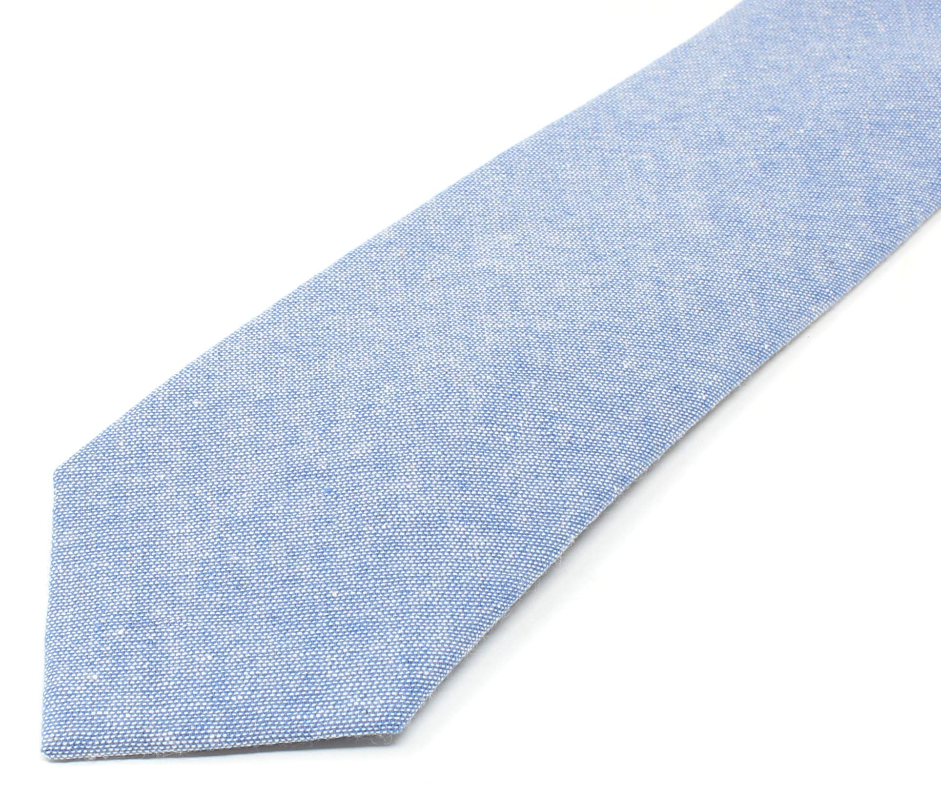 Proper Materials Men's Chambray Cotton Skinny Necktie Tie - Light Blue