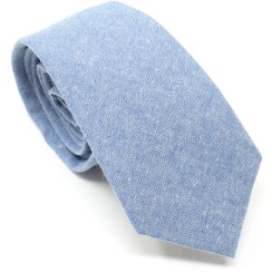 Proper Materials Men's Chambray Cotton Skinny Necktie Tie - Light Blue