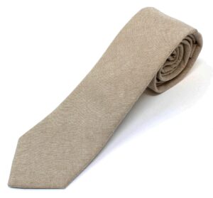 proper materials men's chambray cotton skinny necktie tie - beige