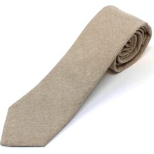 Proper Materials Men's Chambray Cotton Skinny Necktie Tie - Beige