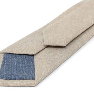 Proper Materials Men's Chambray Cotton Skinny Necktie Tie - Beige