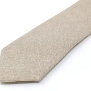 Proper Materials Men's Chambray Cotton Skinny Necktie Tie - Beige