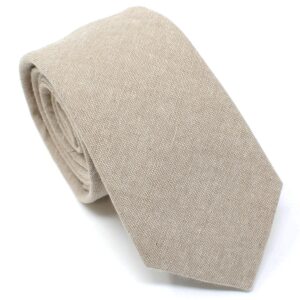 Proper Materials Men's Chambray Cotton Skinny Necktie Tie - Beige