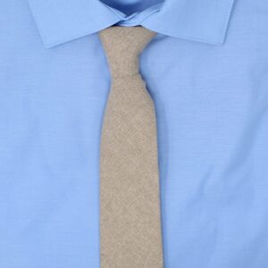 Proper Materials Men's Chambray Cotton Skinny Necktie Tie - Beige