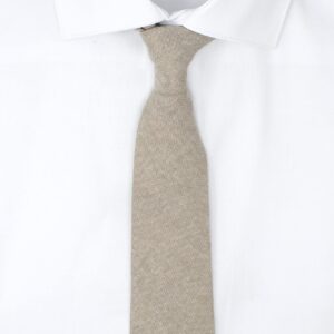 Proper Materials Men's Chambray Cotton Skinny Necktie Tie - Beige