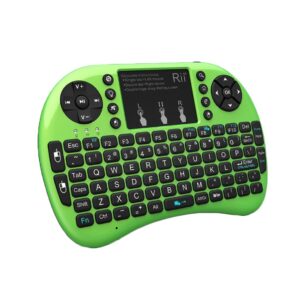 rii 2.4ghz mini wireless keyboard with touchpad＆qwerty keyboard,led backlit,portable keyboard wireless for laptop/pc/tablets/windows/mac/tv/xbox/ps3/raspberry pi .(i8+ green)