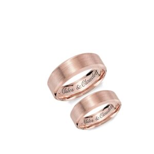 engraved rose gold ring set, personalized couple's ring set custom, promise ring, engraved free