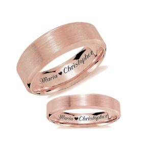 Engraved Rose Gold Ring Set, Personalized Couple's Ring Set Custom, Promise Ring, Engraved Free