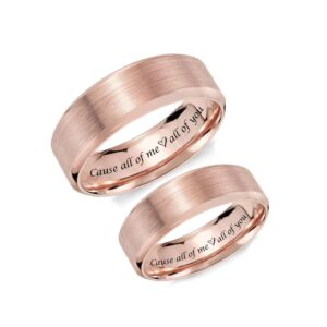 Engraved Rose Gold Ring Set, Personalized Couple's Ring Set Custom, Promise Ring, Engraved Free