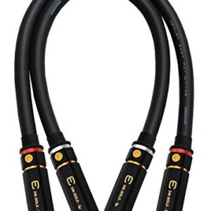 WORLDS BEST CABLES 1 Foot – Audiophile High-Definition Audio Interconnect Cable Pair Custom Made Using Mogami 2497 Wire and Eminence Gold Locking RCA Connectors