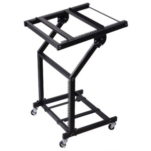 aw 9u dj mixer stand adjustable rack mount rolling stage cart studio music show