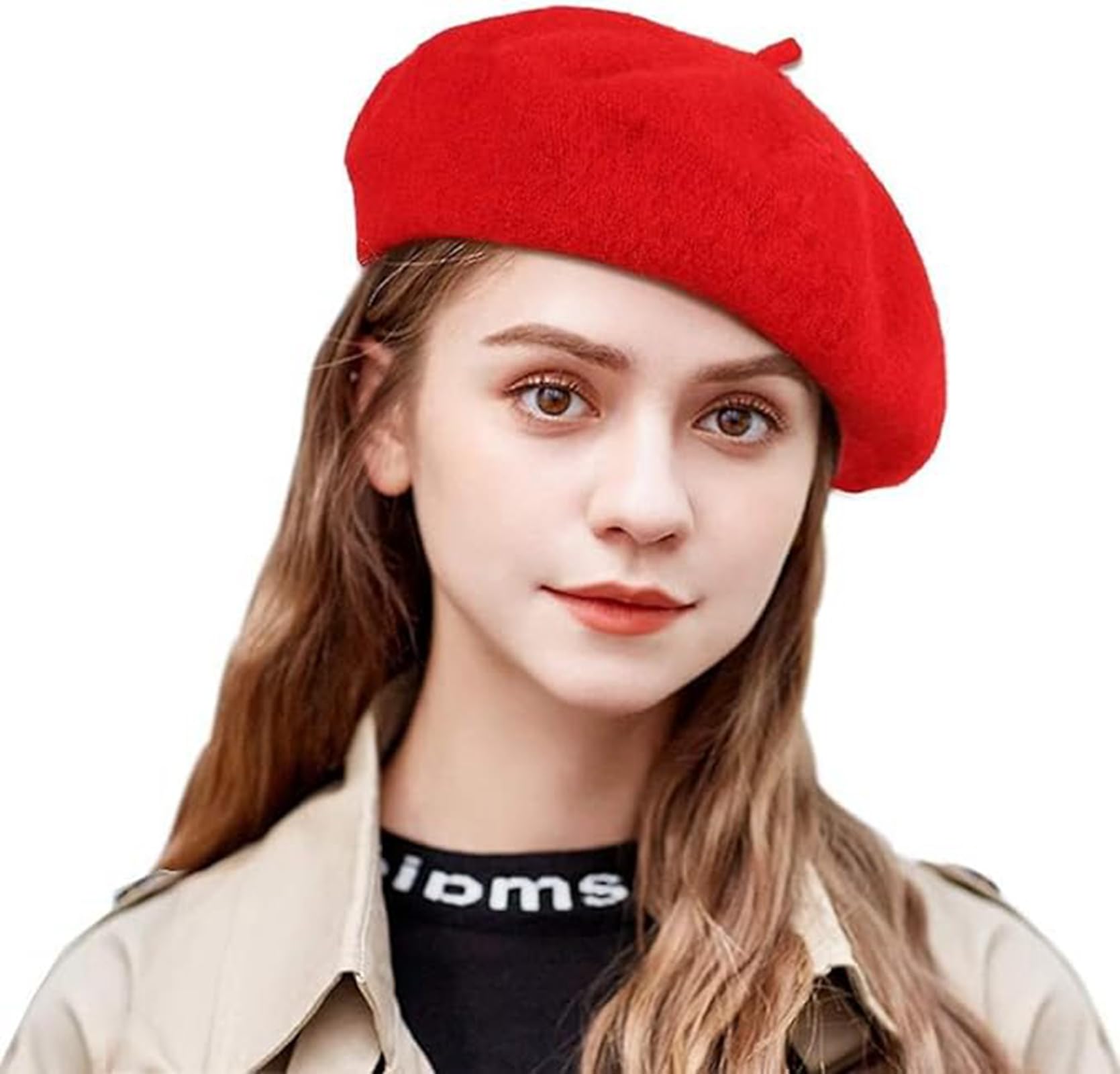 HengwoYS Women's Beret Hats – Chic French Berets for Women, Premium Wool Beret – A Classic Wardrobe Addition for Stylish Women Red