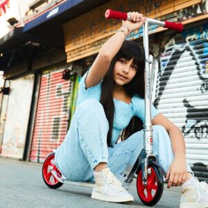 Razor A5 Lux Kick Scooter for Kids Ages 8+ - 8" Urethane Wheels, Anodized Finish Featuring Bold Colors and Graphics, for Riders up to 220 lbs