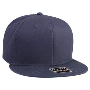 otto snap cotton twill round flat visor 6 panel pro style snapback hat - navy