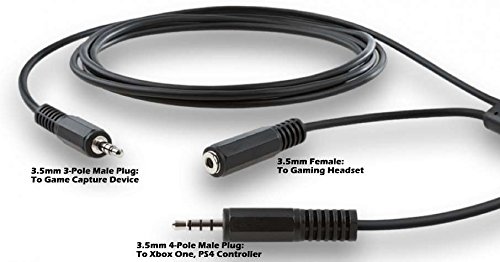 ienza® Party Chat Link Chat Adapter Cable Wire for Xbox One, Xbox Series X/S, PlayStation 4 PS4, PS5, Elgato Game Capture HD, HD60, HD60 Pro & Similar Devices