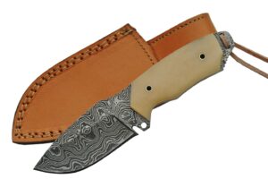 szco supplies damascus bone ladder pattern hunting knife