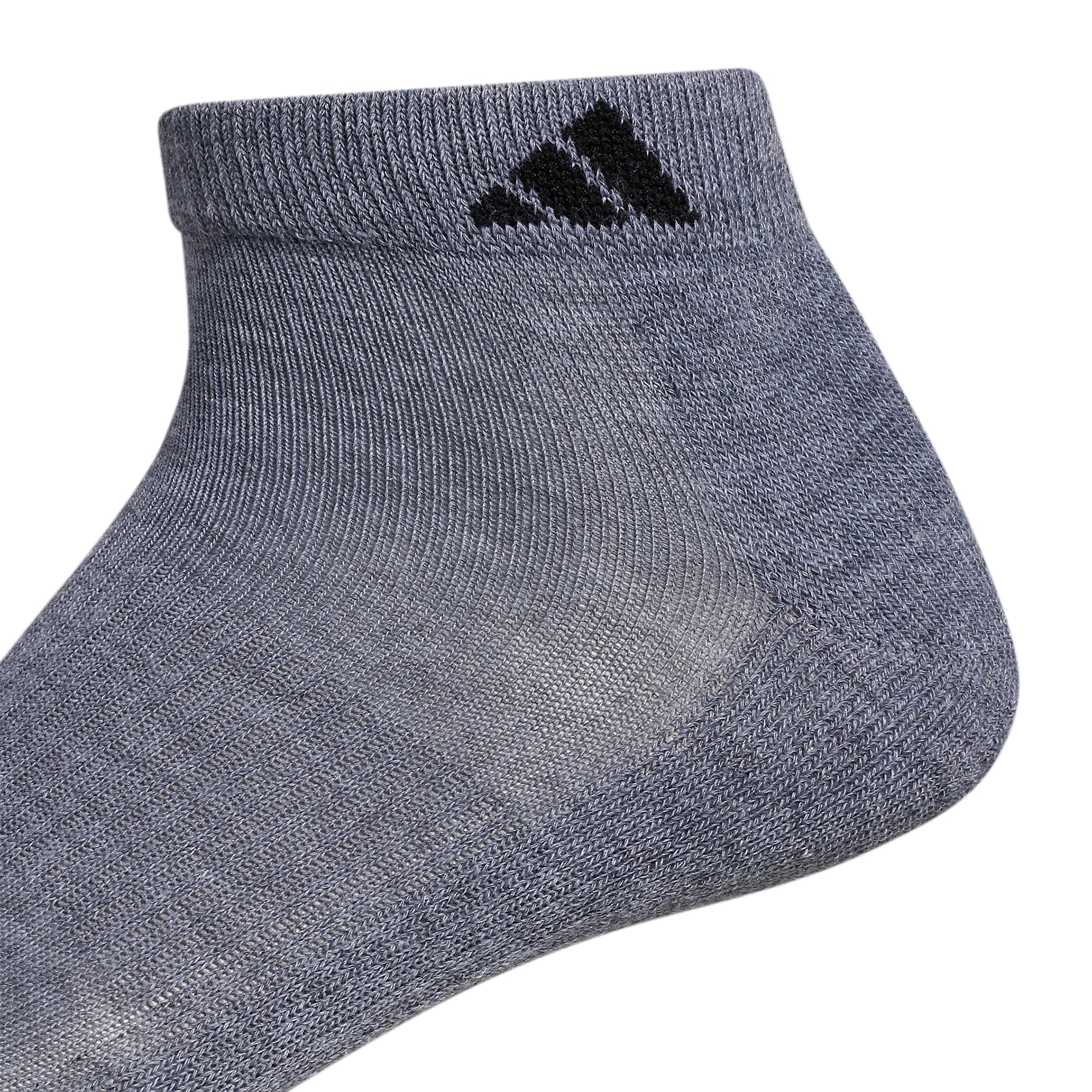 adidas Men's Athletic Cushioned Low Cut Socks with Arch Compression for a Secure fit (6-Pair), Heather Grey/Black, L