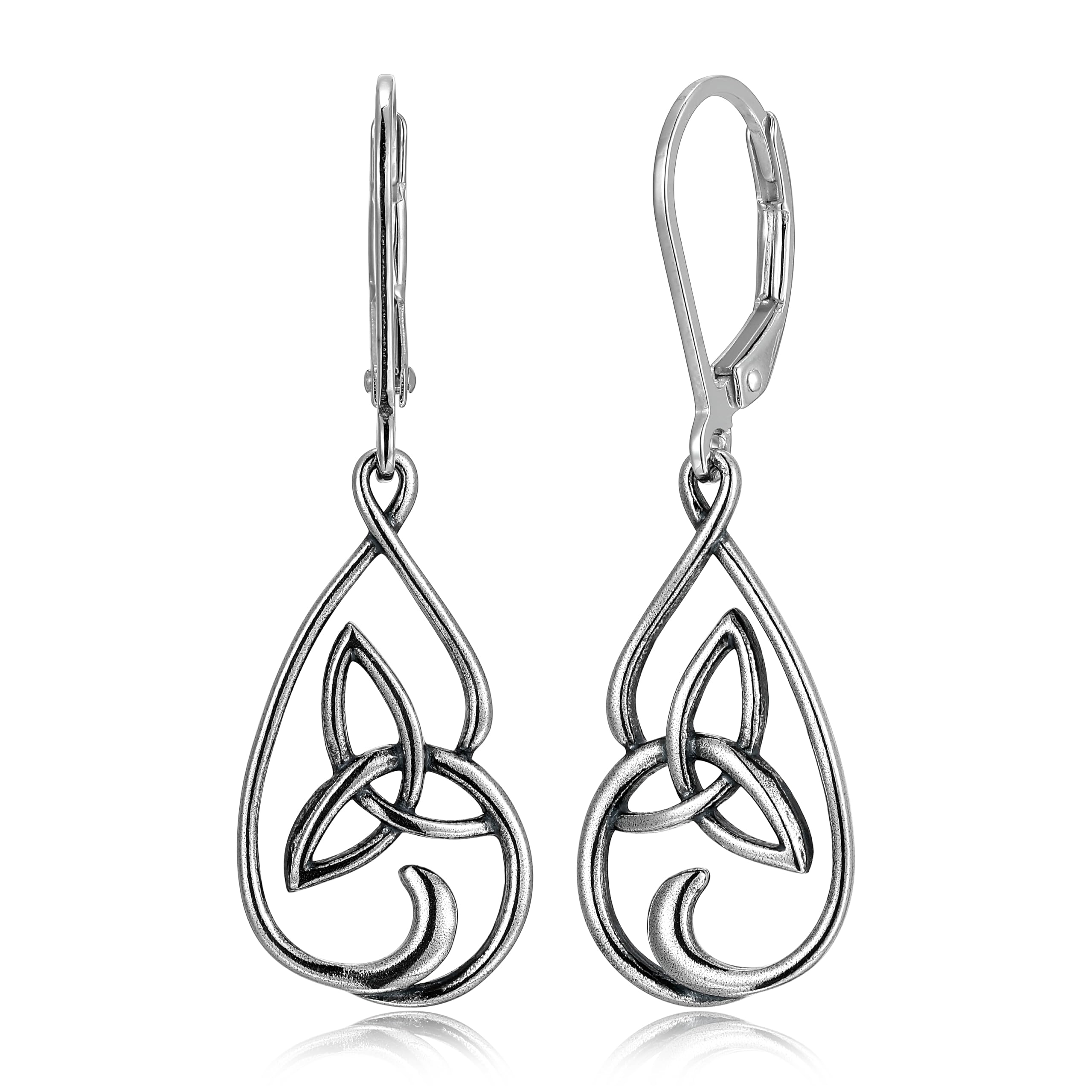 MORGAN & PAIGE Trinity KnotCeltic Knot Dangle Earrings for Women - 925 Sterling Silver Drop Earring Design, Lightweight and Hypoallergenic for Sensitive Ears with Secure Clasp