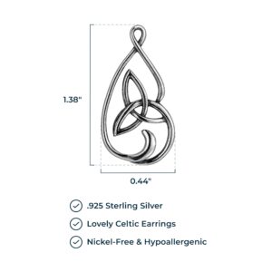 MORGAN & PAIGE Trinity KnotCeltic Knot Dangle Earrings for Women - 925 Sterling Silver Drop Earring Design, Lightweight and Hypoallergenic for Sensitive Ears with Secure Clasp