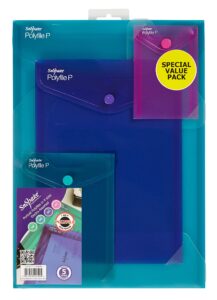 snopake portrait polyfile electra assorted set [pack of 4] popper/document wallet with press stud closure [15775]