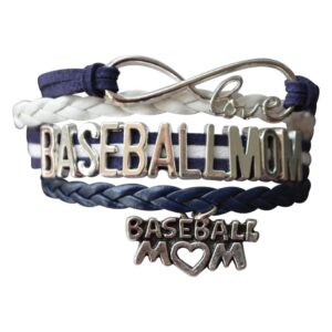 infinity collection baseball mom bracelet- women's baseball charm jewelry for moms - gift for baseball moms (navy)