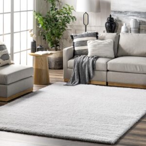 nuloom gynel contemporary shag area rug, 5x8, snow white