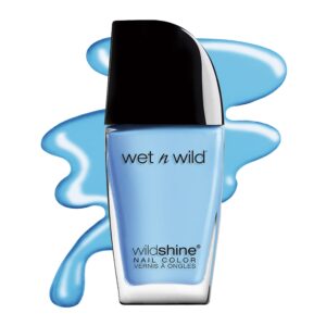 wet n wild nail polish wild shine, light blue putting on airs, nail color