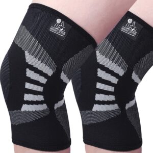 knee compression sleeves (1 pair) - support for arthritis prevention & recovery (x-large, grey)