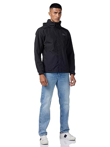 Helly Hansen Men's Dubliner Waterproof Windproof Breathable Rain Coat Jacket, 990 Black, Large