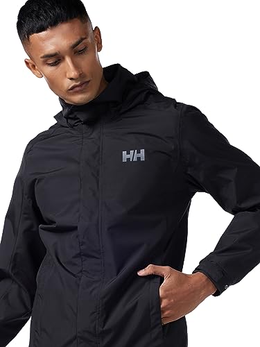 Helly Hansen Men's Dubliner Waterproof Windproof Breathable Rain Coat Jacket, 990 Black, Large