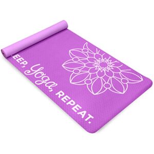 Life Energy 4mm TPE EkoSmart Yoga Mat - Yoga Repeat, Purple