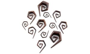 urban body jewelry pair of 00 gauge (00g - 10mm) straight edge sono wood spirals