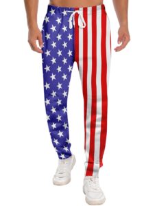 raisevern men women american flag stars stripes print hip hop novelty jogger pant graphic track sweatpants with drawstring pockets medium,2017 style 3,medium