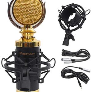 Rockville RCM02 Pro Studio Recording Condenser Microphone Mic+Metal Shock Mount, Black