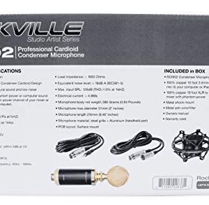 Rockville RCM02 Pro Studio Recording Condenser Microphone Mic+Metal Shock Mount, Black