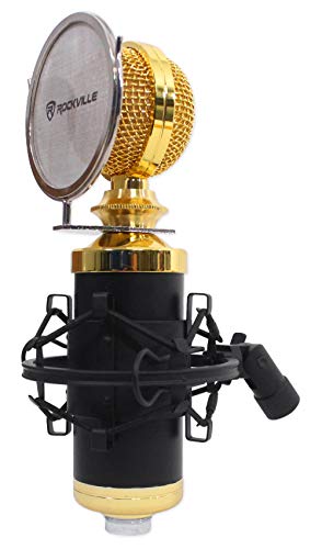 Rockville RCM02 Pro Studio Recording Condenser Microphone Mic+Metal Shock Mount, Black