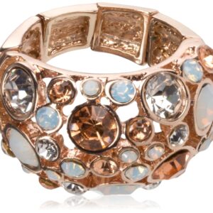 GUESS "Basic" Rose Gold Domed Multi-Stone Adjustable Ring, Size 7-9