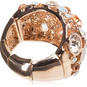 GUESS "Basic" Rose Gold Domed Multi-Stone Adjustable Ring, Size 7-9