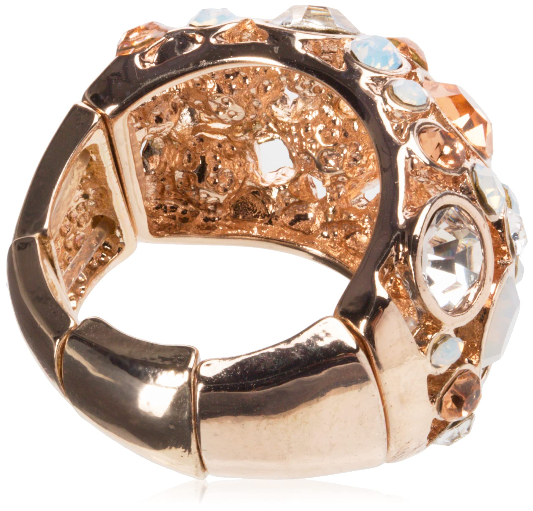 GUESS "Basic" Rose Gold Domed Multi-Stone Adjustable Ring, Size 7-9