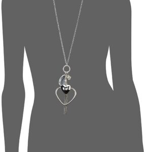 GUESS "Basic" Silver Large Open Heart Charm Pendant Necklace, 28" + 2" Extender