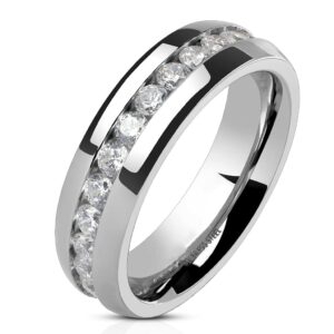 marimor jewelry round cut cubic zirconia stainless steel eternity wedding ring band (4-8mm wide) width 6mm size 06