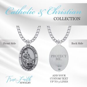 TrueFaithJewelry Sterling Silver St Matthew Medal Patron Saint Pendant Necklace Religious Jewelry, 7/8 Inch