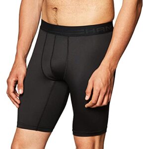 hanes men's sport performance compression short, ebony/ebony, medium