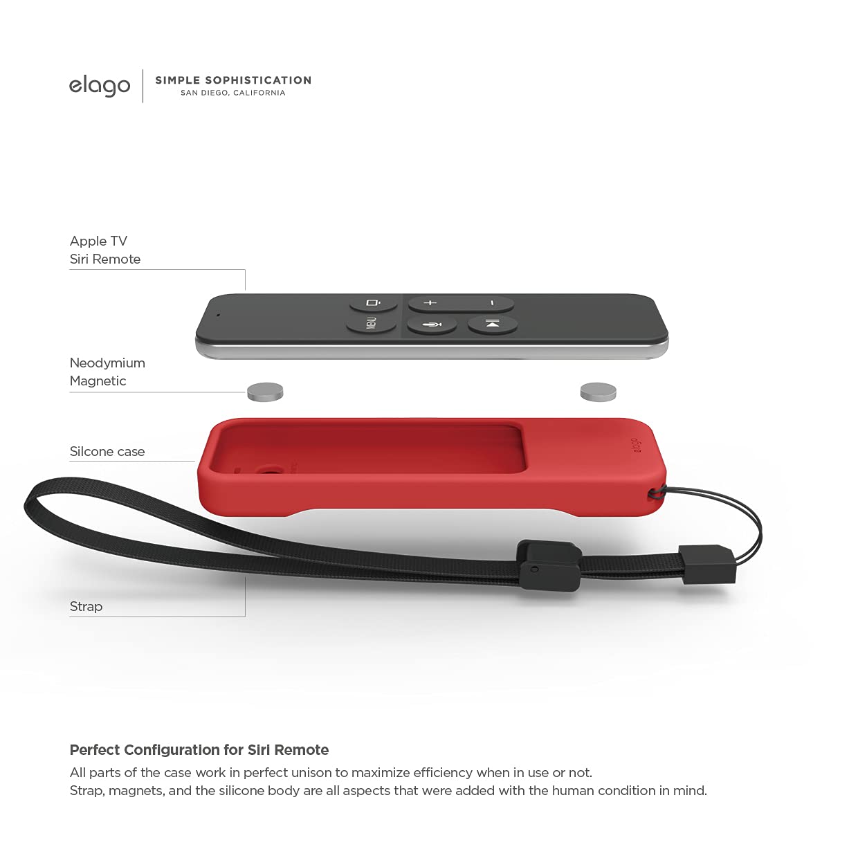 Elago R1 Silicone Case Compatible with Apple TV 4K 4th and 5th Generation Siri Remote Control - Red