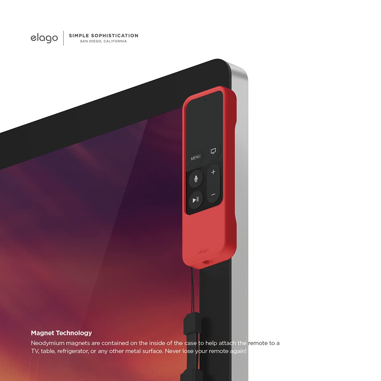 Elago R1 Silicone Case Compatible with Apple TV 4K 4th and 5th Generation Siri Remote Control - Red