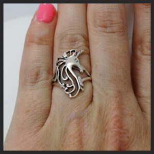 FashionJunkie4Life Sterling Silver Unicorn Ring, Sizes 5-10, Fantasy Fairy Tale Jewelry (10)