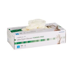 mckesson confiderm pc latex exam gloves - powder-free, ambidextrous, textured, non-sterile - ivory, size large, 100 count, 10 boxes, 1000 total