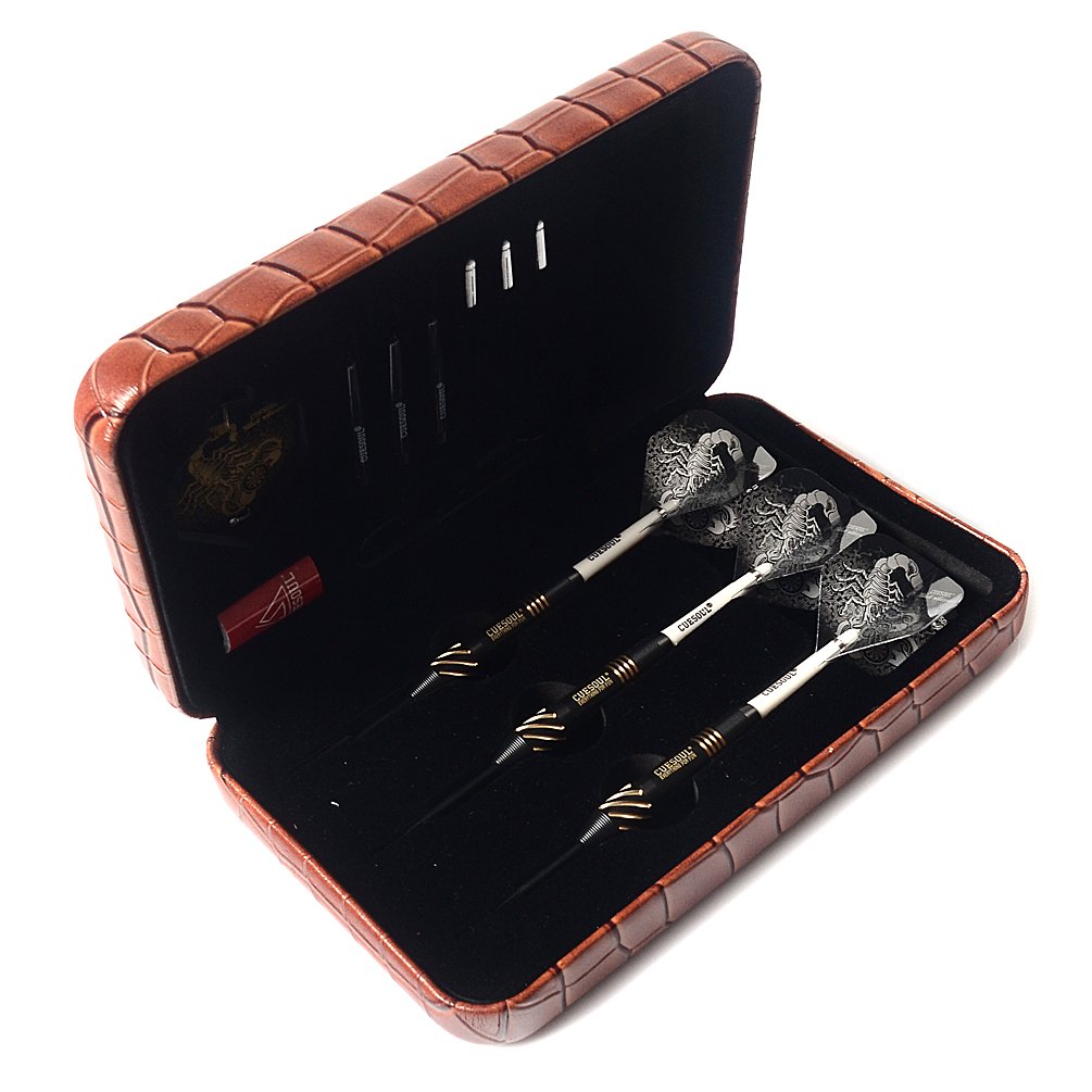 CUESOUL Black Scorpion 20 Grams Steel Tip Darts Set with deluxe PU darts case