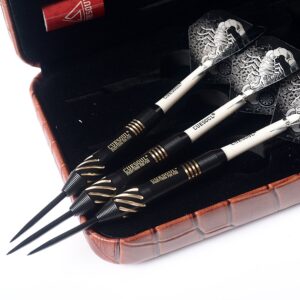 CUESOUL Black Scorpion 20 Grams Steel Tip Darts Set with deluxe PU darts case